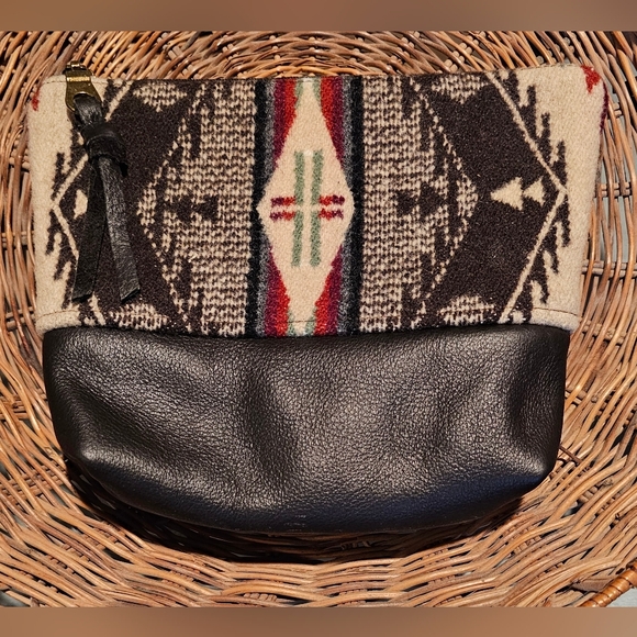 Bags | Custom Made Pendleton Wool Leather Zipper Bag | Poshmark